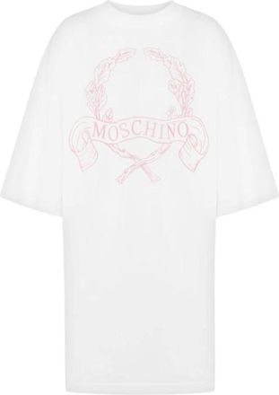 Moschino Femme, Robes, Blanc, Taille: 36 FR Robe Oversize en Coton Lourd Laurel Crown