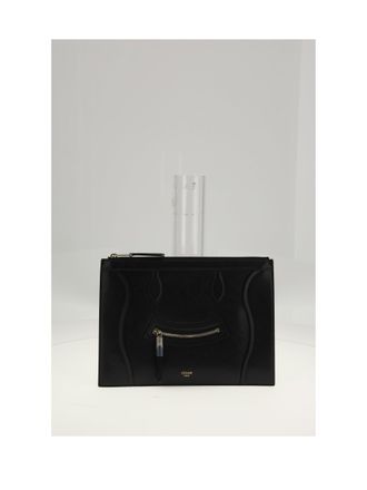 Celine Womens Medium Pouch Black Calf Leather Wallets & Purses