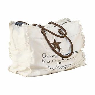 Loberon Sac Friedrich - coton, cuir de buffle - H/L/P env. 41/51 / 22 cm - blanc, blanc