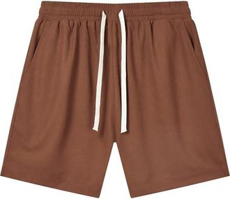 Generic Short de sport respirant pour homme - Pantalon de jogging décontracté dété - Taille élastique - Cordon de serrage - Short de pyjama pour homme, marron