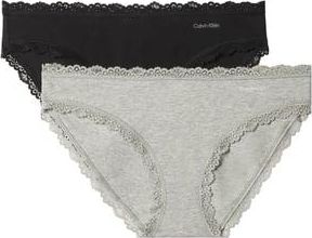 Calvin Klein Lot de 2 culottes &agrave; dentelle en coton m&eacute;lang&eacute;