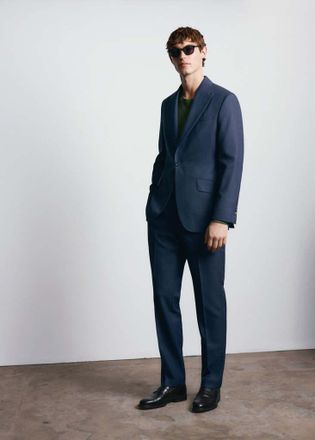 Mango Blazer 100 % laine Vitale Barberis Canonico bleu - Homme - 46 - MANGO MAN