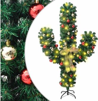 vidaXL Weihnachtsdeko Kaktus mit St&auml;nder und led Gr&uuml;n 180 cm pvc Vidaxl