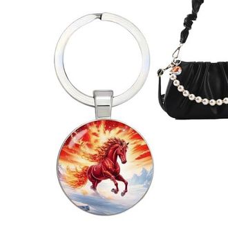 Generico Porte-cl&eacute;s en forme de cheval - Clip avec flammes 2D - Porte-cl&eacute;s cheval - Pour portefeuille, sac &agrave; dos, sac &agrave; main, f&ecirc;te de No&euml;l, rembourrage de chau