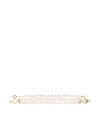 Vivienne Westwood bracelet &agrave; trois rangs - Tons neutres