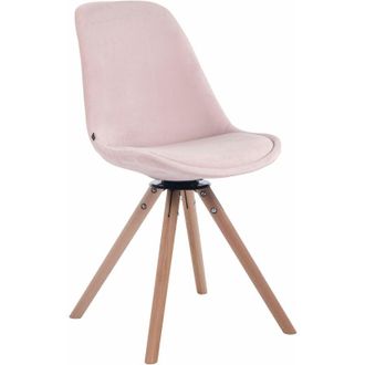 Clp Chaise de salle &agrave; manger Troyes Pivotant en velours avec pi&eacute;tement rond Nature Rose