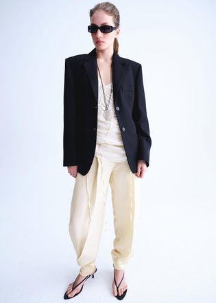 Mango Pantalon ballon bas satin&eacute; &eacute;cru - Femme - 32 - MANGO