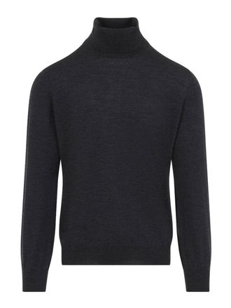 Brunello Cucinelli Pull Col Roul&eacute; - Gris