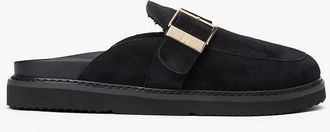 Tommy Hilfiger Mules en daim &agrave; boucle &agrave; monogramme TH - Noir
