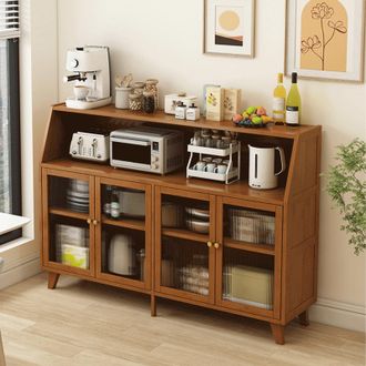 Generic Buffetschrank Mit Stauraum, KüChenschrank Mit Transparenten TüRpaneelen, KüChenbuffet for Esszimmer, Wohnzimmer, Schlafzimmer