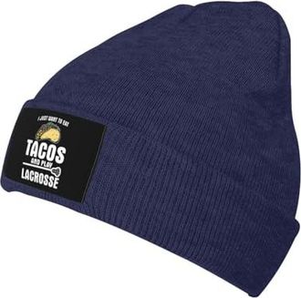 Generic Je Veux Juste Manger des Tacos Et Jouer Au Lacrosse. Femme Homme Bonnets Hiver Coupe-Vent Bonnet De P&ecirc;cheur Respirant Bonnets Tricot&eacute; pour Le Quotidie