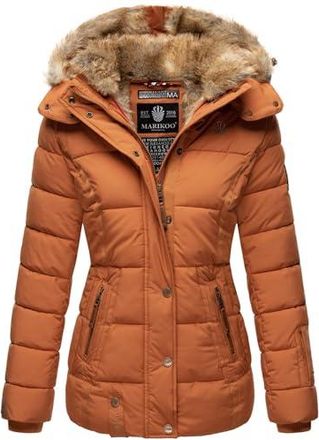 Marikoo Veste dhiver chaude pour femmes veste dhiver matelass&eacute;e doubl&eacute;e en fausse fourrure B658, Cannelle, M