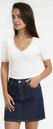 La Redoute Collections T-shirt Col V Manches Courtes D&eacute;tail Dentelle