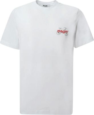 Msgm Msgm, Homme, Tops, Blanc, Taille: XL T-shirt en jersey de coton