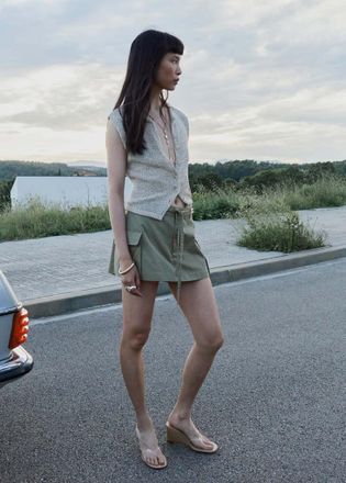 Mango Jupe-short &agrave; poches cargo kaki - Femme - 32 - MANGO