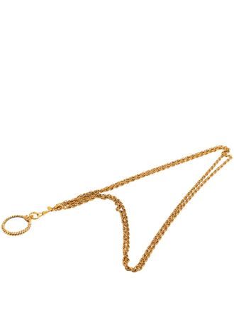 Chanel 1970-1980 Gold Plated Double Chain Loupe Magnifying Glass Pendant Necklace costume necklace - Or
