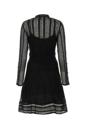 Chlo&eacute; Womens Dress Black Linen Cashmere Silk