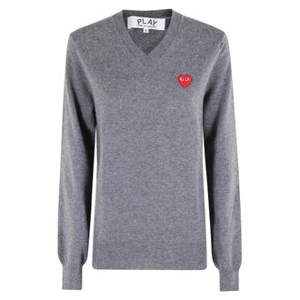 Comme Des Gar&ccedil;ons Homme, Pulls, Gris, Taille: S Knit Rhinestone Emblem Sweater