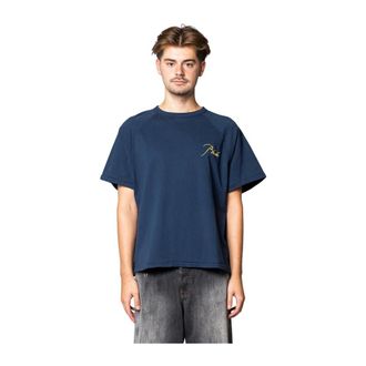 Rhude Homme, Tops, Bleu, Taille: XL Tee Raglan Marine/Jaune