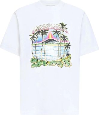 Casablanca Homme, Tops, Blanc, Taille: 2XL Volcano Short Sleeve T-shirt