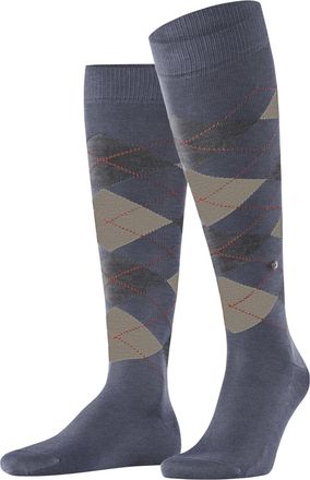 Burlington Herren Kniestr&uuml;mpfe Manchester M Kh Baumwolle lang gemustert 1 Paar, Blau Jeans Melange 6274, 40-46