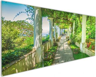 Wallario K&uuml;chenr&uuml;ckwand aus Glas 125 x 50 cm, Motiv: Bl&uuml;hende Pergola | Spritzschutz abwischbar & pflegeleicht
