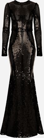 Dolce & Gabbana Langes Paillettenkleid Mit Bustier-detail - Frau Kleider Schwarz 38