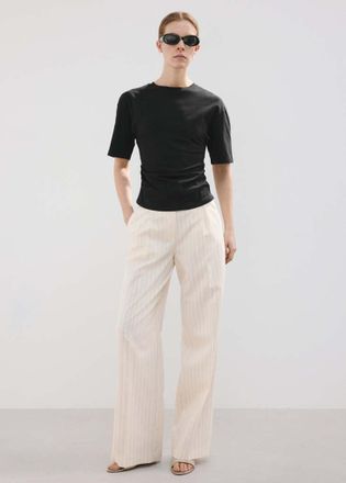 Mango T-shirt coton d&eacute;tail fronc&eacute; noir - Femme - XXS - MANGO