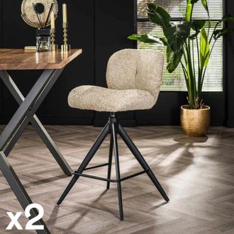 Pier Import Pier Import - Tabouret de bar pivotant en bouclette sable (lot de 2) galway