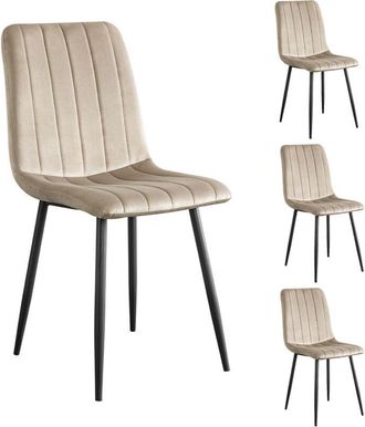 M&S Collection M&s - Lot de 4 chaises repas en velours taupe - velvet