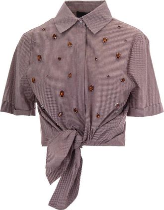 Liu Jo Femme, Blouses et Chemises, Multicolore, Taille: 36 FR Chemise &agrave; Carreaux Orn&eacute;e de Clous