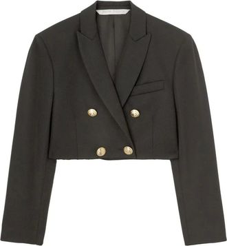 Palm Angels Femme, Vestes, Noir, Taille: 36 FR Cropped Double-Breasted Blazer