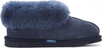 Infinity Leather Damen Winterstiefelette aus Schaffell-Wildleder in Marineblau zum Hineinschl&uuml;pfen - Glacier