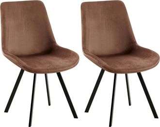 Clp 2er Set Esszimmerstuhl Lewes mit Samtbezug I 360 Grad drehbarer Polsterstuhl I K&uuml;chenstuhl mit R&uuml;ckenlehne, Farbe:braun
