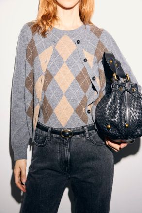 Gerard Darel Gilet en laine &agrave; losanges - RELY - Gris Chin&eacute;