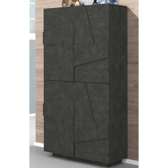 Dmora Modernes Schuhregal, Made in Italy, mit 4 Flügeltüren, Eingangsschuhregal, Mehrzweckschrank, cm 81x38h167, Farbe Aschgrau - Dmora