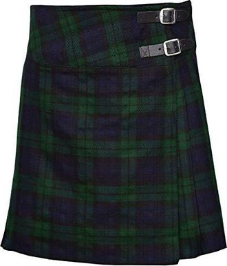 Shyne Kilts U.K Femmes Genou Longueur Jupe Kilt 20 Longueur &Eacute;cossais Pliss&eacute; Kilts - Montre Noir - Montre Noir, 22