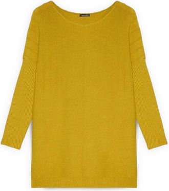 Fiorella Rubino Femme, Pulls, Jaune, Taille: 36/38 FR Long Pull avec Encolure Bateau