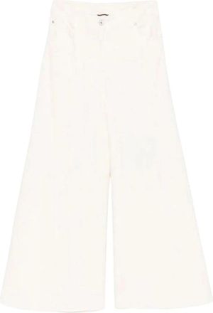 Brunello Cucinelli Pantalon Large Court Teint en Denim - Femme - Pantalons - Blanc - Taille: 40 FR