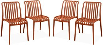 Sweeek Lot de 4 chaises de jardin en plastique terracotta. empilables. d&eacute;j&agrave; mont&eacute;es