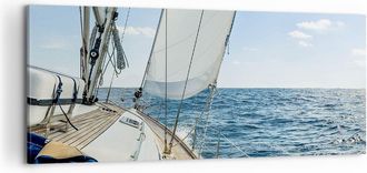 Arttor Panorama Bilder auf Leinwand 100x40cm Leinwandbild Meer Kreuzfahrt Segel Groß Wanddeko Bild Schlafzimmer Küche Wandbilder Dekoration Wohnzimmer Wall D