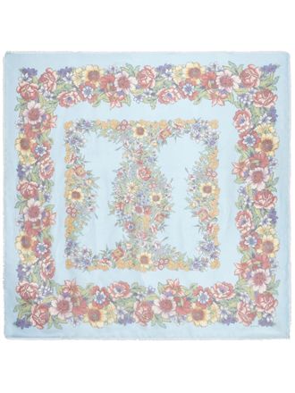 Etro foulard en soie à fleurs - Bleu