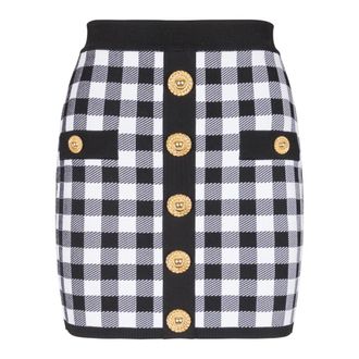 Balmain Fein gestrickter Rock mit Karomuster - - Skirts - Damen - Schwarzk - XS