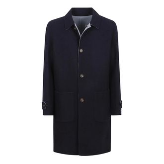 Eleventy Homme, Manteaux, Bleu, Taille: XL Manteau crois&eacute; r&eacute;versible