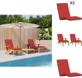 vidaXL Coussins de chaise longue lot de 2 rouge tissu oxford - Coussin De Chaise Longue - Coussin Exterieur - Coussin Jardin - Coussin Terrace - D&eacute;coration