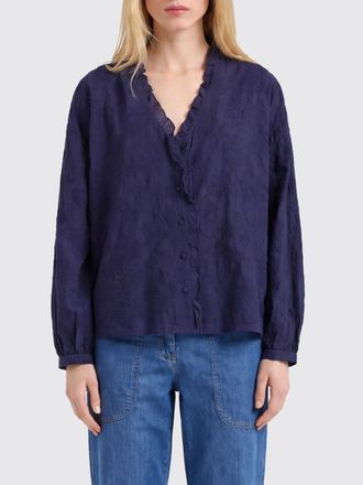 Momoni Chemise en voile de coton &agrave; col V et coupe d&eacute;contract&eacute;e