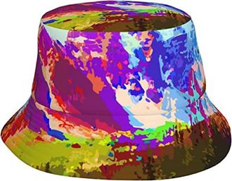 Generic Imprimé Chapeau de Soleil Paysage de Montagne coloré Chapeaux de Soleil de Plage Pliable Bonnet de Soleil pour Plage Randonnée Voyage