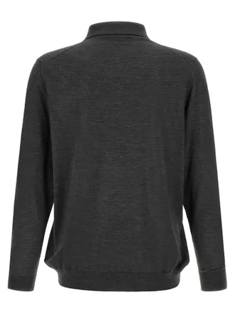 Kiton 14 Micron Wool Half-Zip Polo - Charcoal