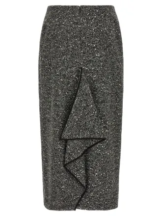 Valentino Garavani Womens Bicolor Virgin Wool Midi Skirt