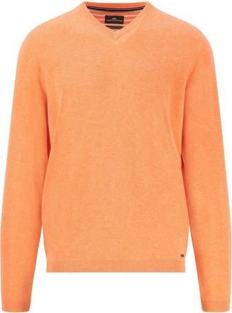 Fynch-Hatton Strickpullover aus Baumwolle mit V-Ausschnitt - AIR Cotton Sunny orange/L